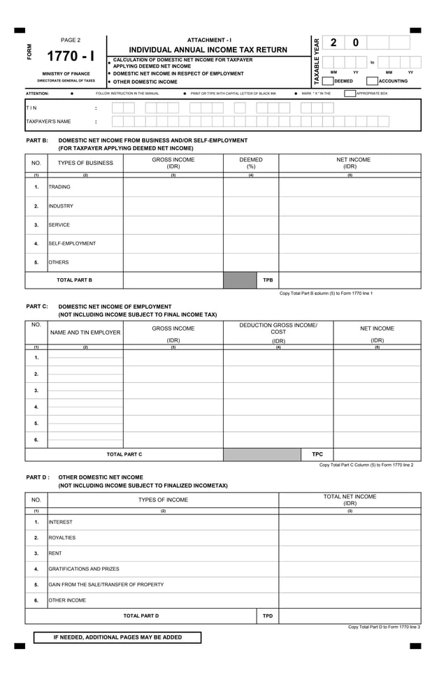 Form 1770-attachment i page 2 | PDF | Personal Taxes | Personal Finance
