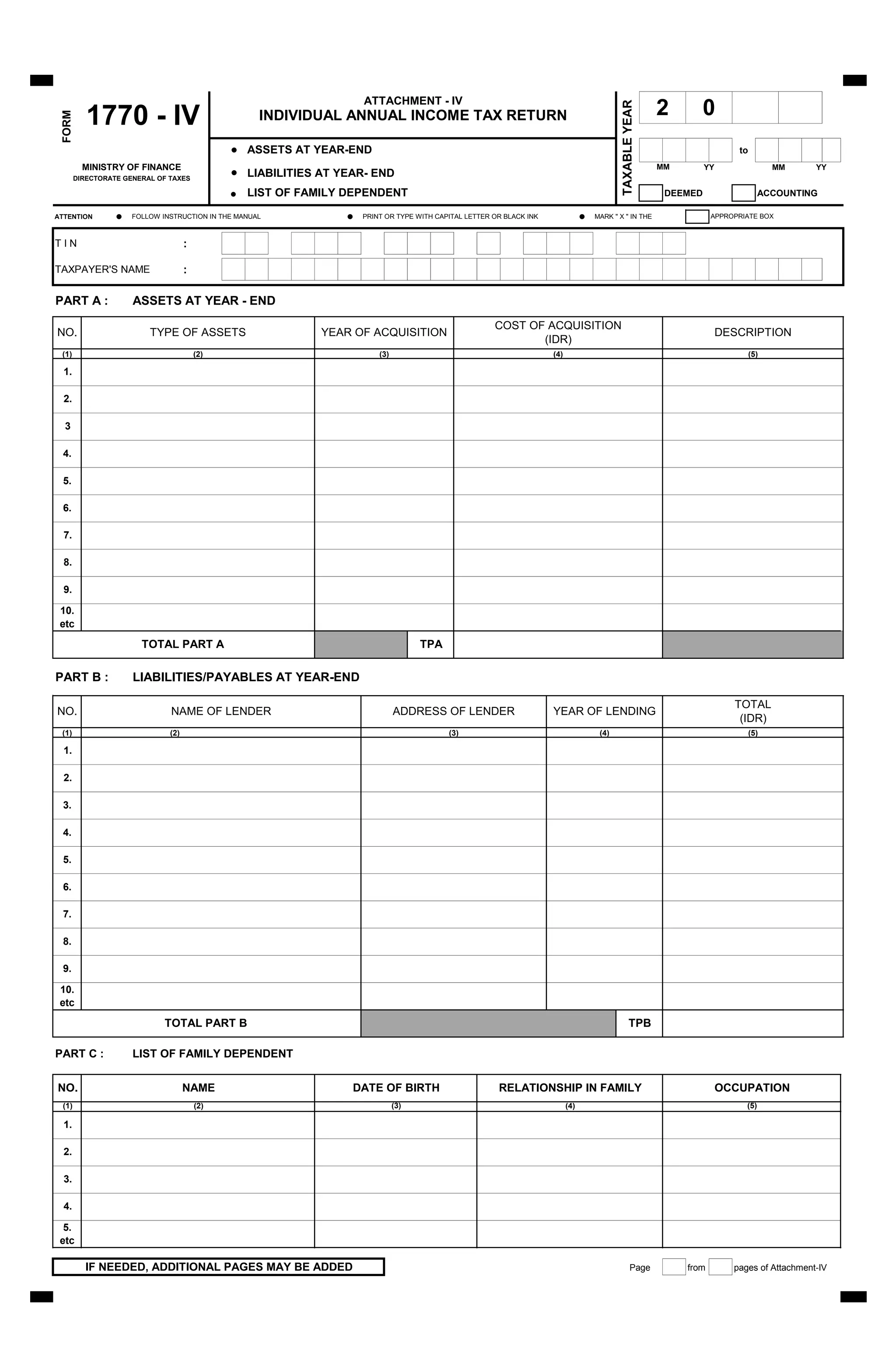 Form 1770-attachment iv | PDF | Personal Taxes | Personal Finance