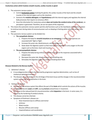 Form 5 biology notes chapter 3 - Coordination | PDF