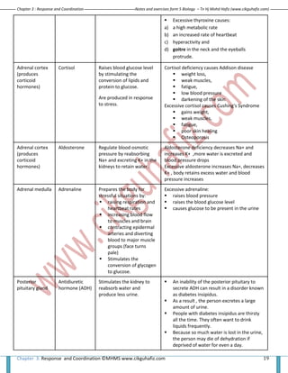 Form 5 biology notes chapter 3 - Coordination | PDF