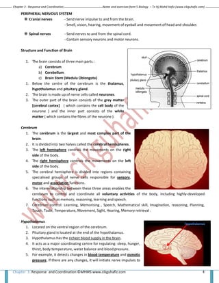 Form 5 biology notes chapter 3 - Coordination | PDF