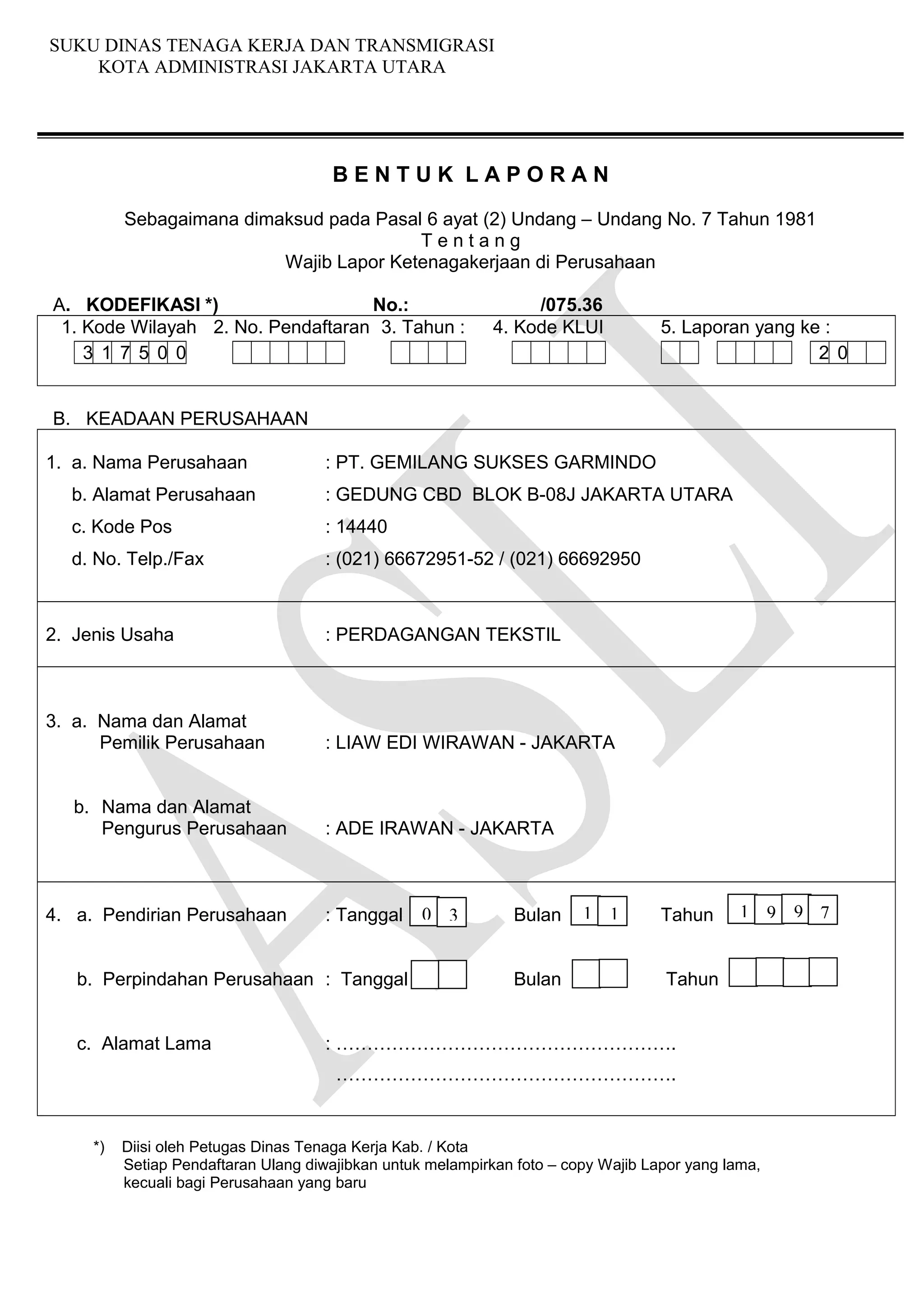 Form wajib lapor | DOC