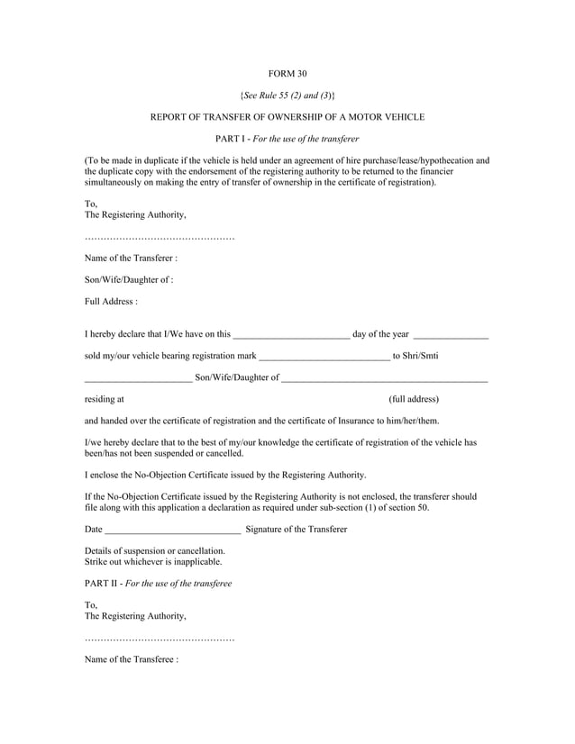 Form 30 moter cycle | DOC
