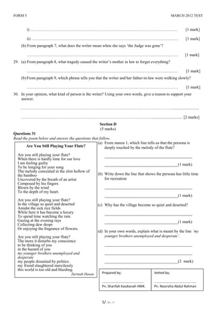 Form 5 English test | PDF