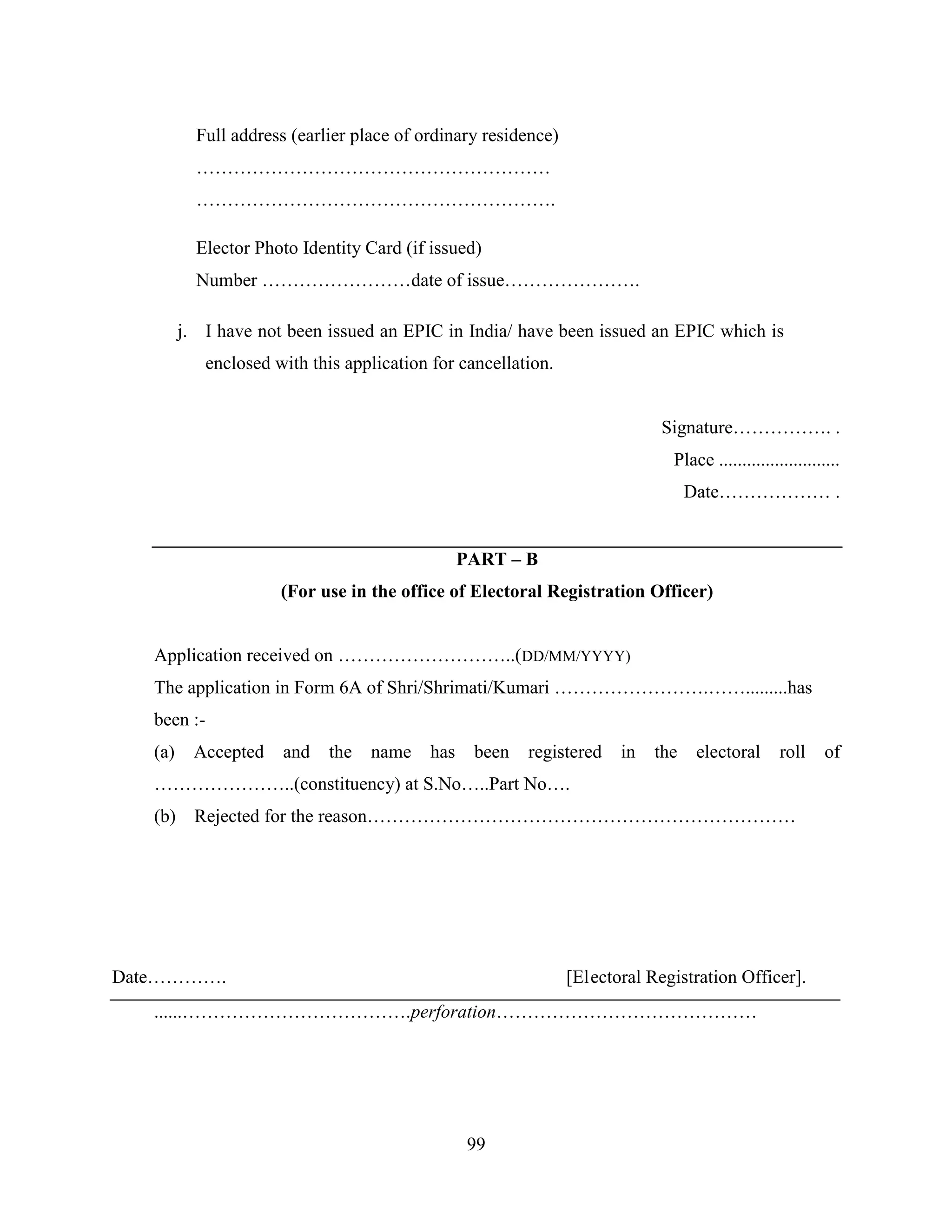 Form 6A-Application for inclusion of name in electoral roll by an ...