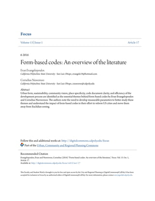 Form based codes: An overview of the literature | PDF