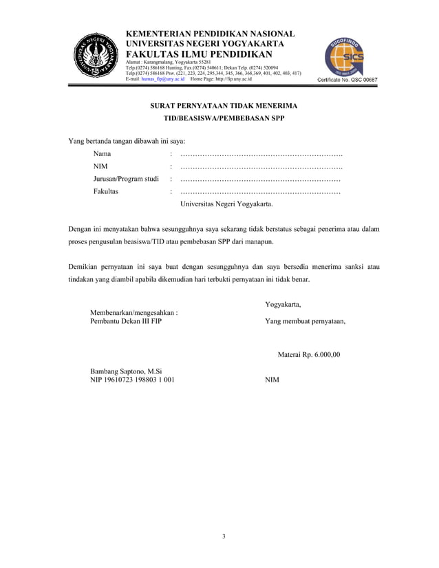 Form beasiswa ppa | PDF