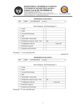 Form beasiswa ppa | PDF