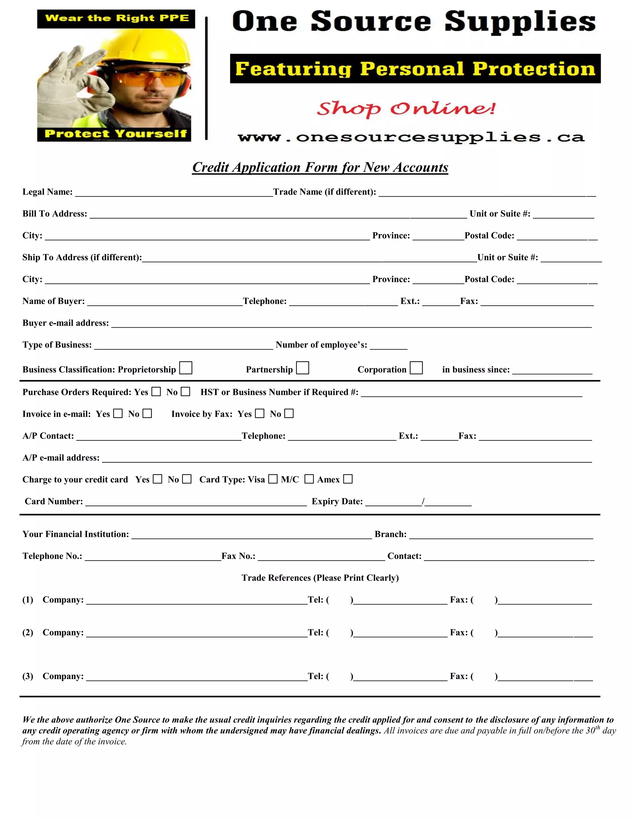 Credit Application for Net 30 Day Terms | PDF