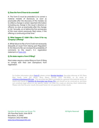 Form D Q & A | PDF