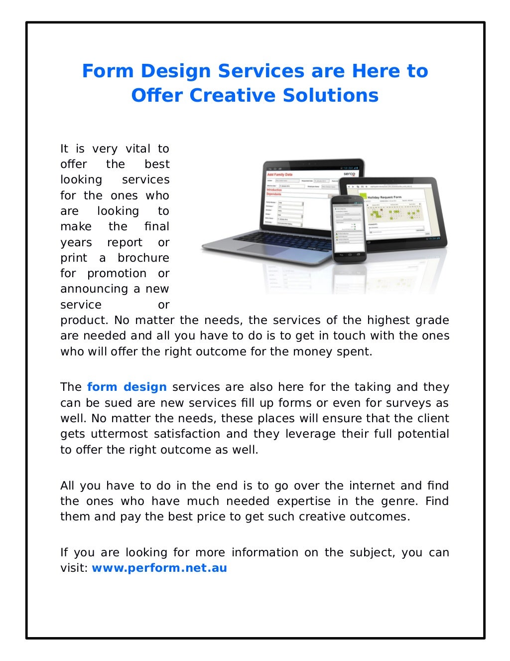 Form Design Services are Here to Offer Creative Solutions