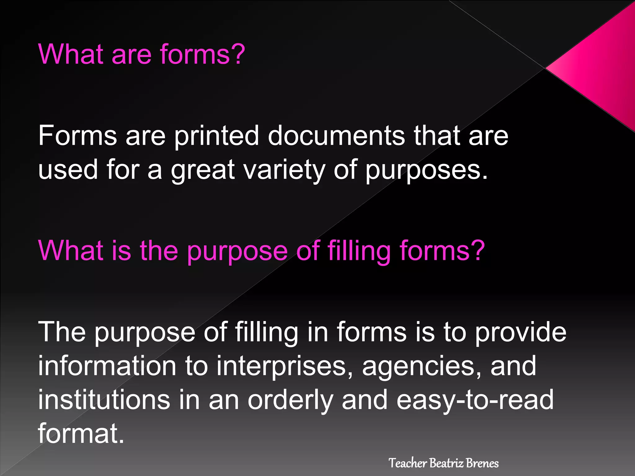 Form Filling | PPTX