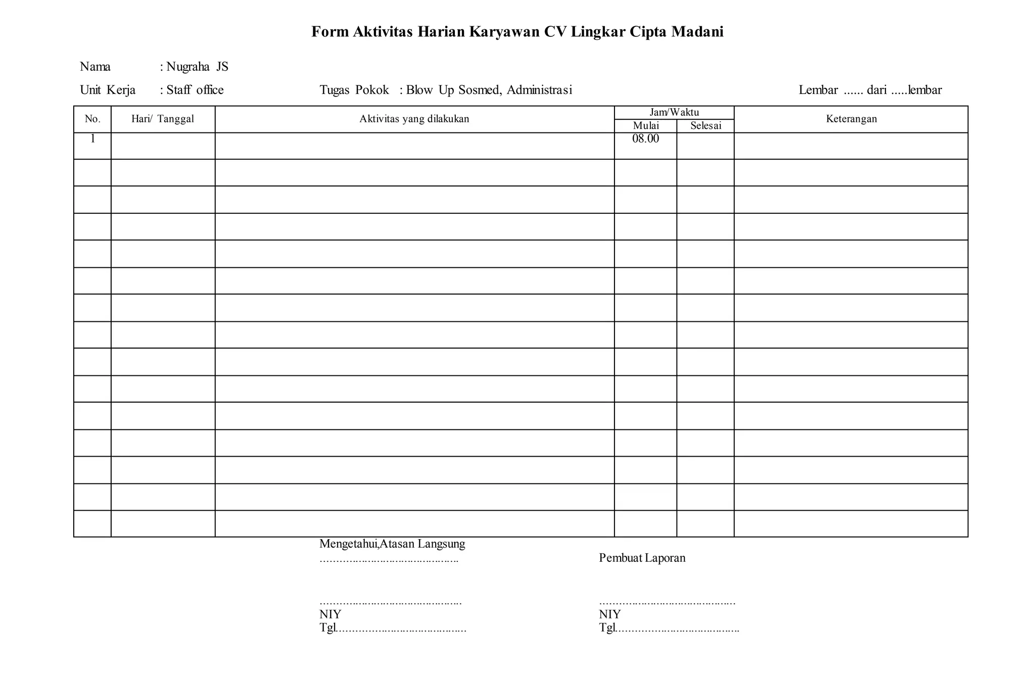 Form laporan-kerja-karyawan | DOCX