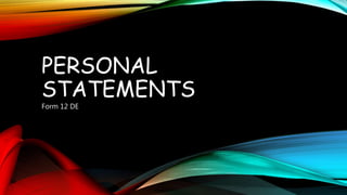 Personal Statements 12DE Apprenticeships | PPTX