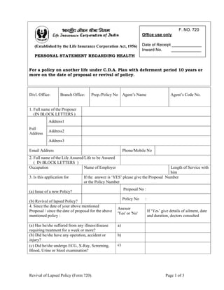 Form no-720 english | PDF