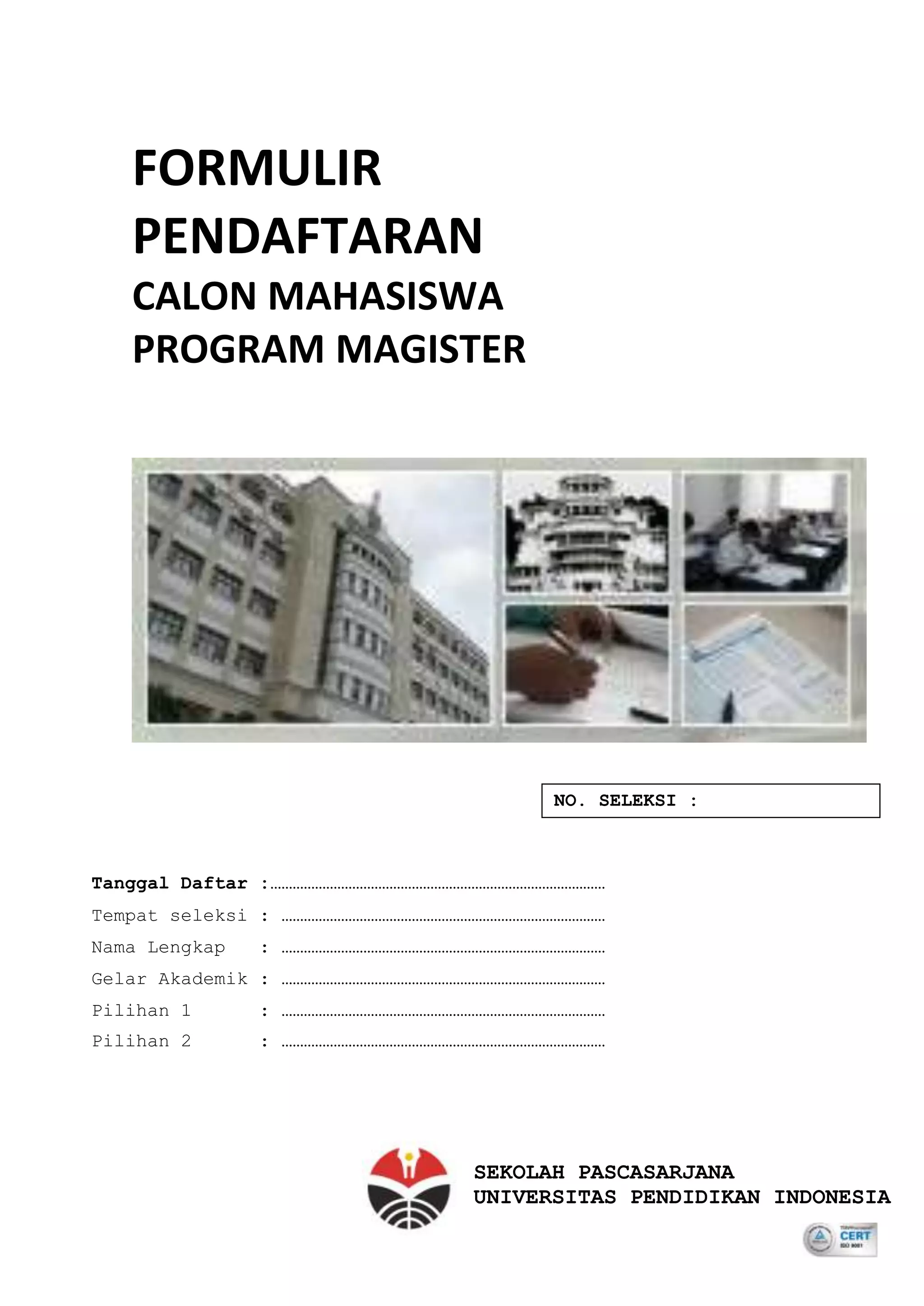 Form pendaftaran-s2- upi | DOCX