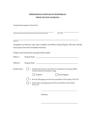 Form pendaftaran-s2- upi | DOCX