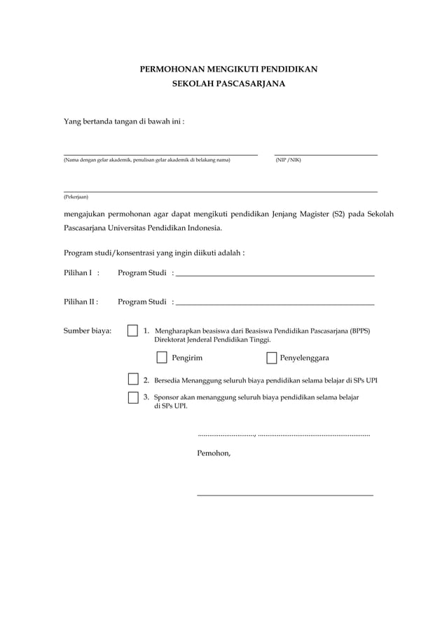 Form pendaftaran-s2- upi | DOCX