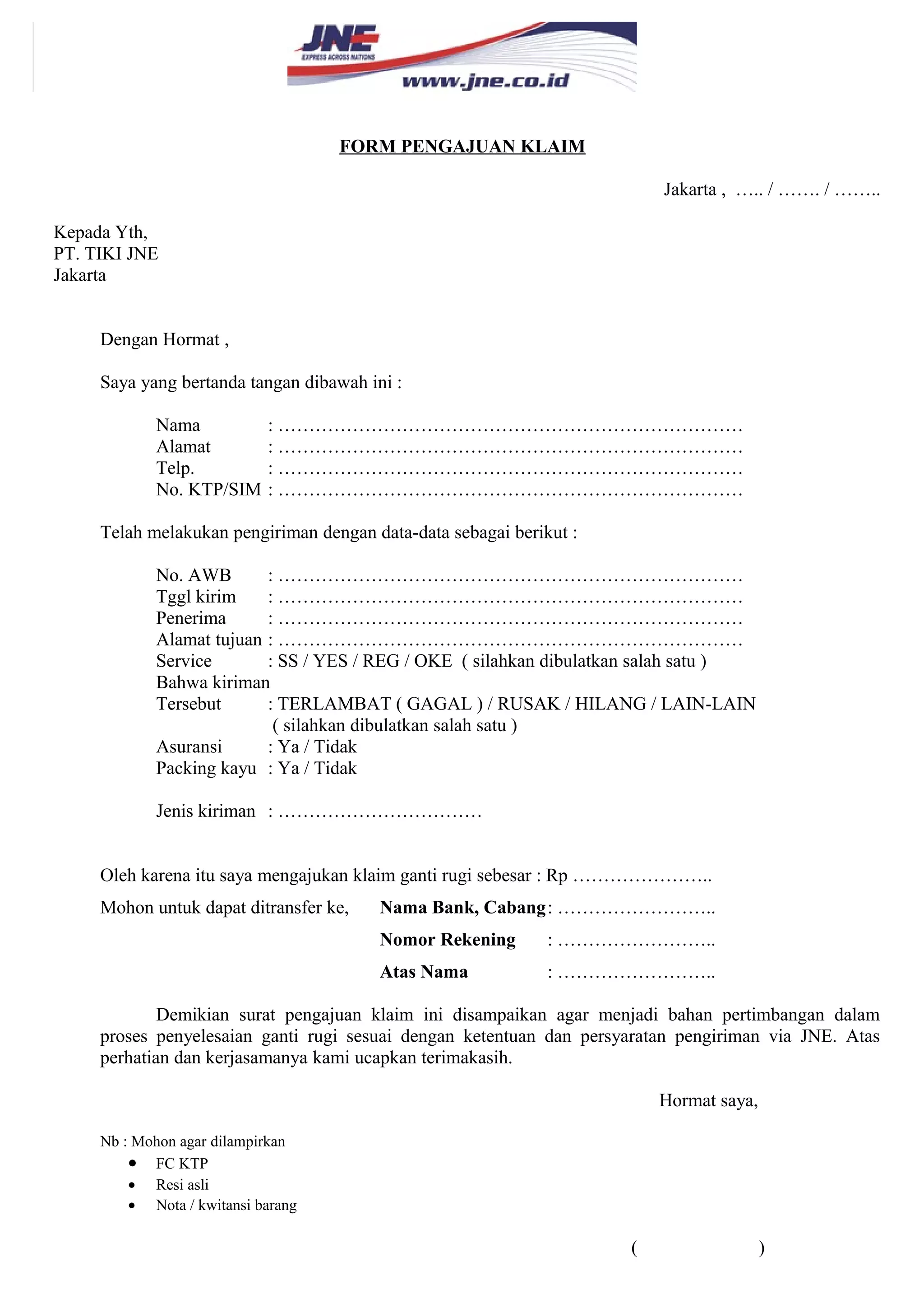 Form pengajuan-klaim | DOC