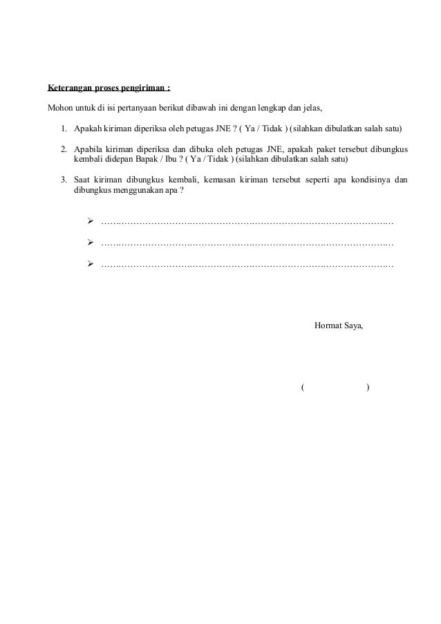 Inilah Form Klaim Jne Terbaik - Simak Contoh Surat 2022