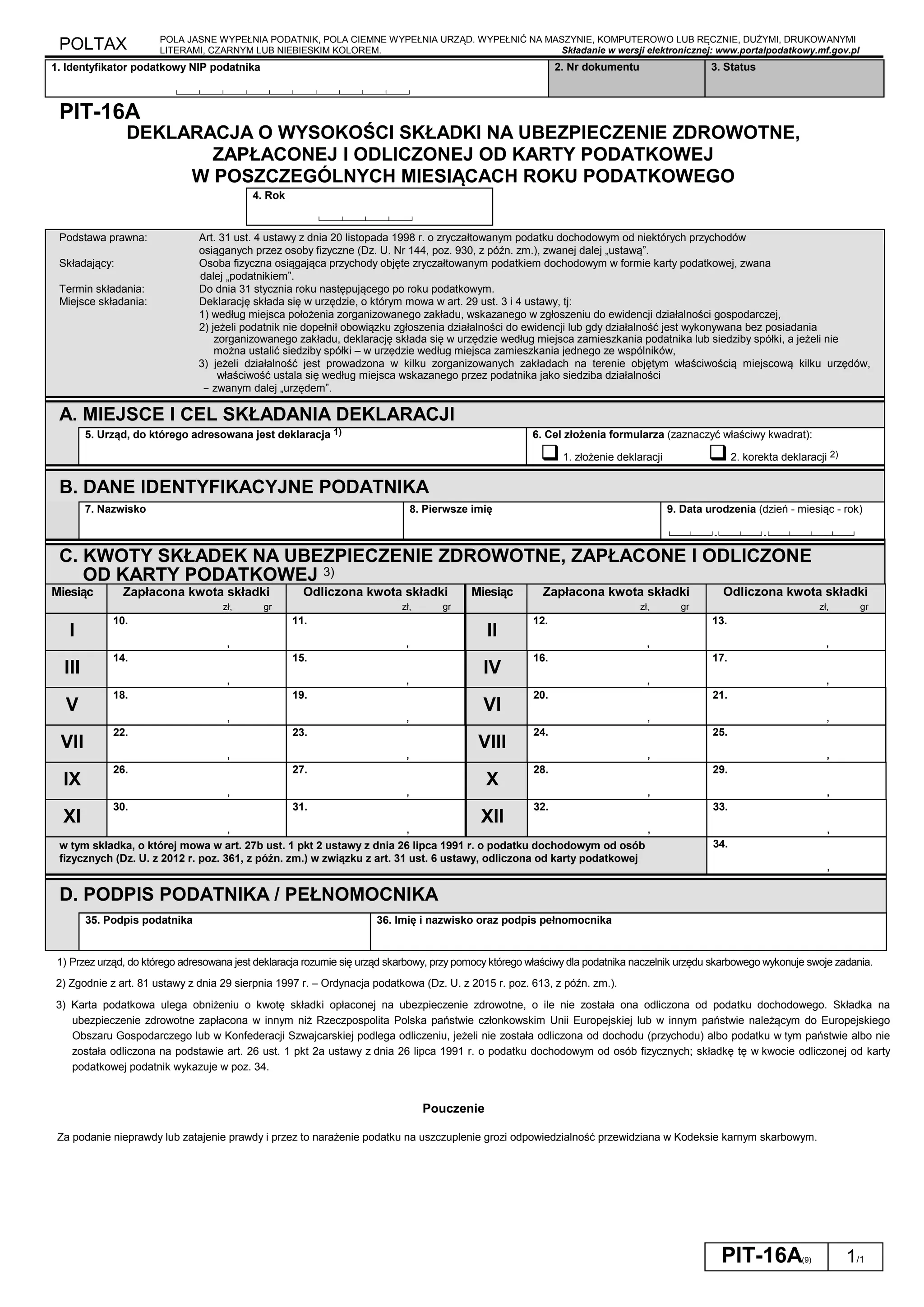 Form pit-16 a-9-2015-2016 | PDF