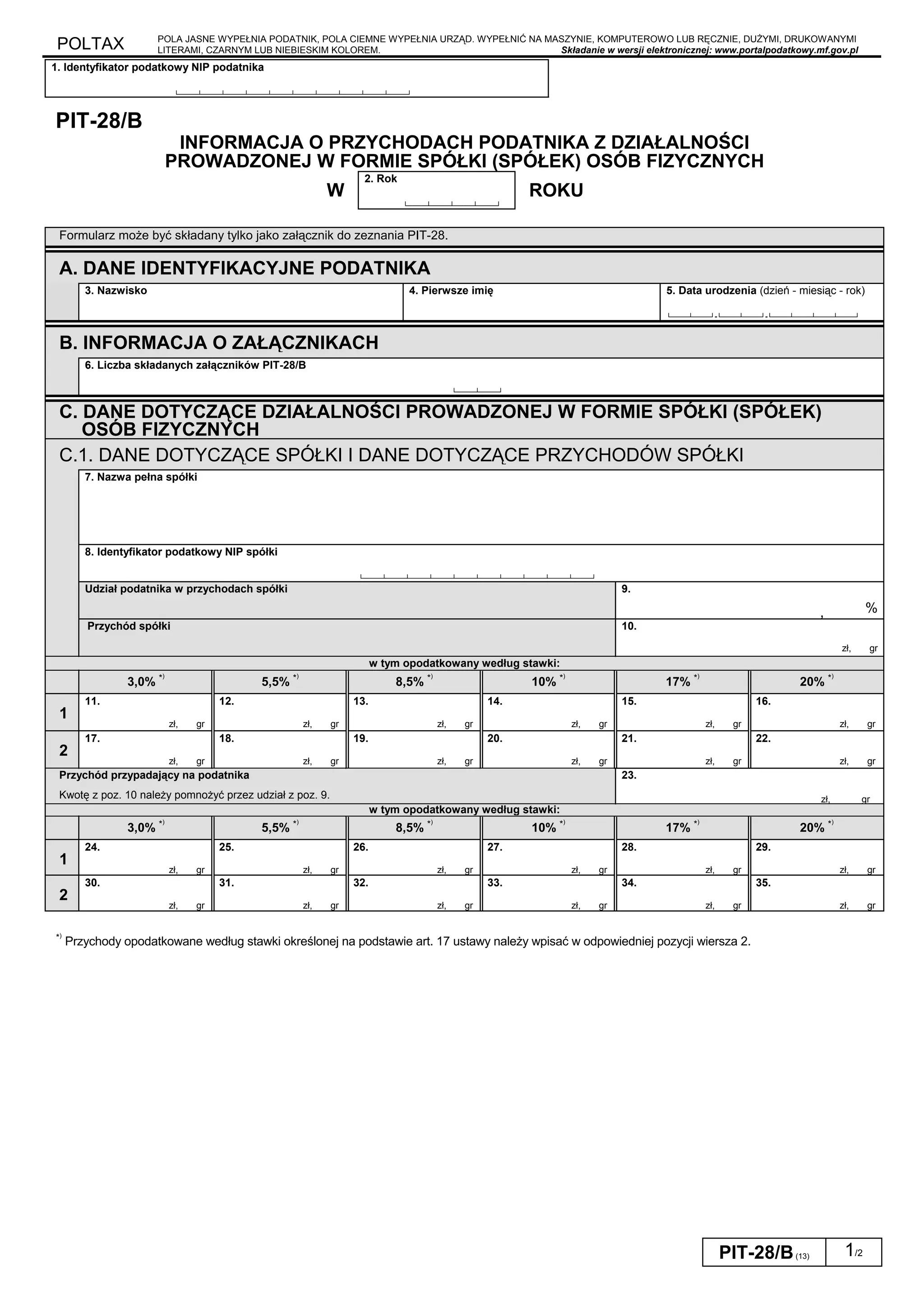 Form pit-28 b-2014-2015 | PDF | Business Accounting & Finance | Business
