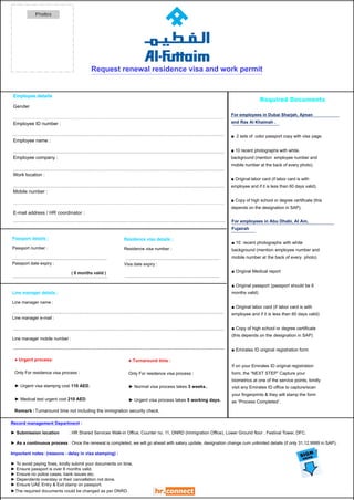 Form request renewal residence visa and work permit 2014 | PDF