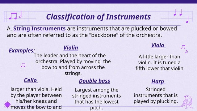 Form (structure of musical forms repeat marks) Timbre (introduction of ...