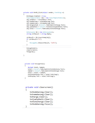 Form transaksi - penjualan Visual Studio | PDF