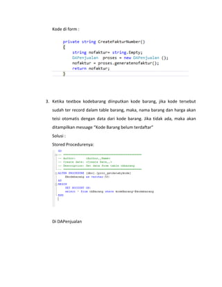 Form transaksi - penjualan Visual Studio | PDF