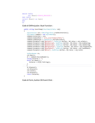 Form transaksi - penjualan Visual Studio | PDF