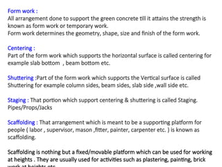 formwork-Building different structural memebers | PPT