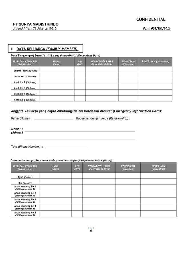 Form 003(1) aplikasi karyawan | DOC