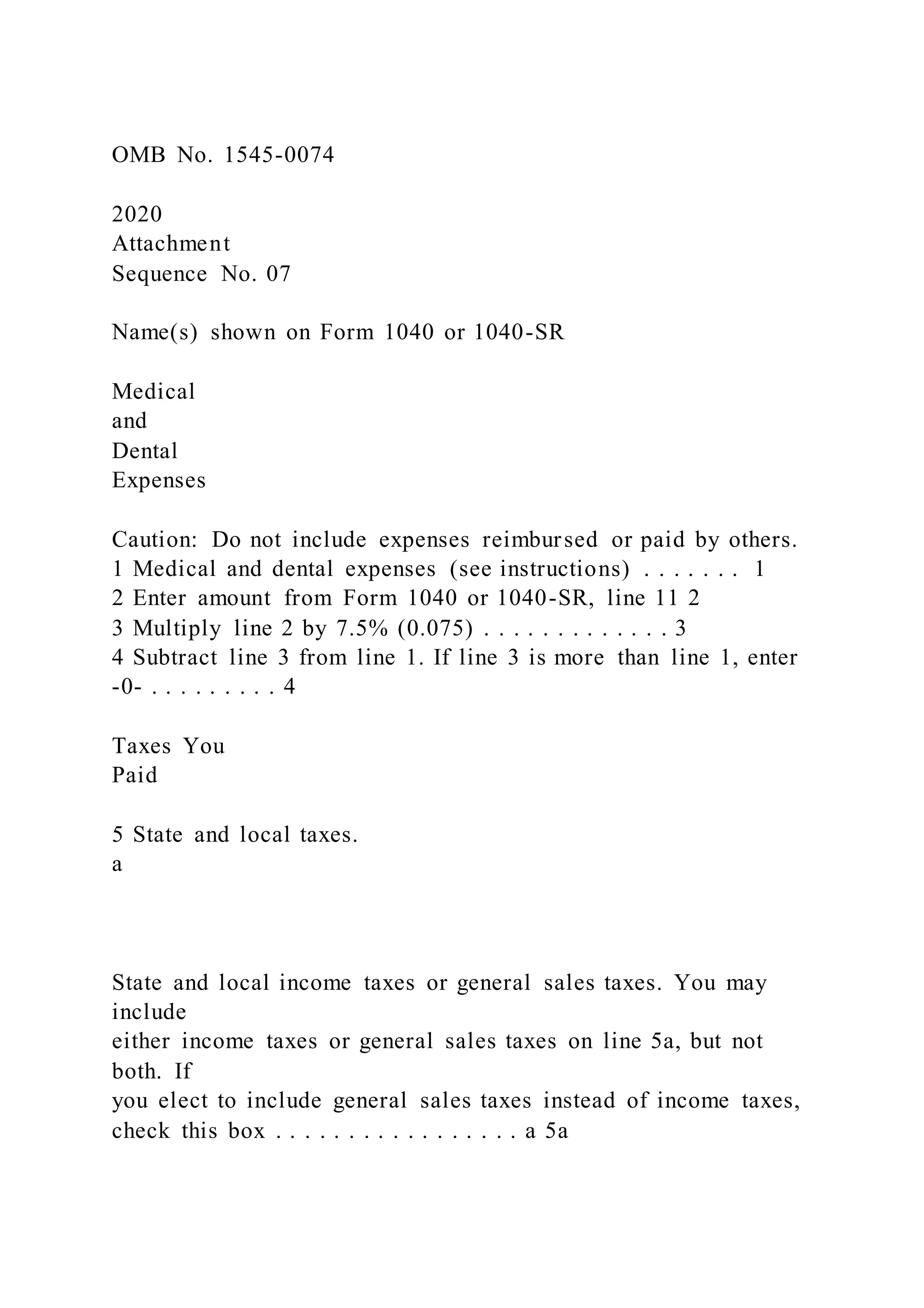Form 1040 2020U.S. Individual Income Tax Return Departme | PDF