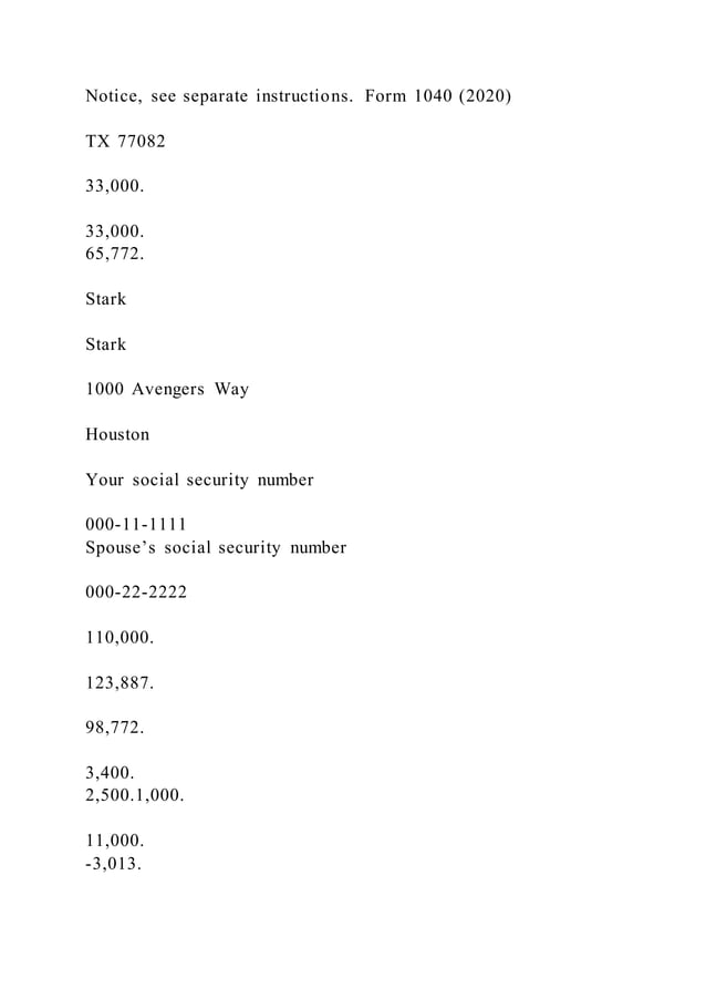 Form 1040 2020U.S. Individual Income Tax Return Departme | PDF