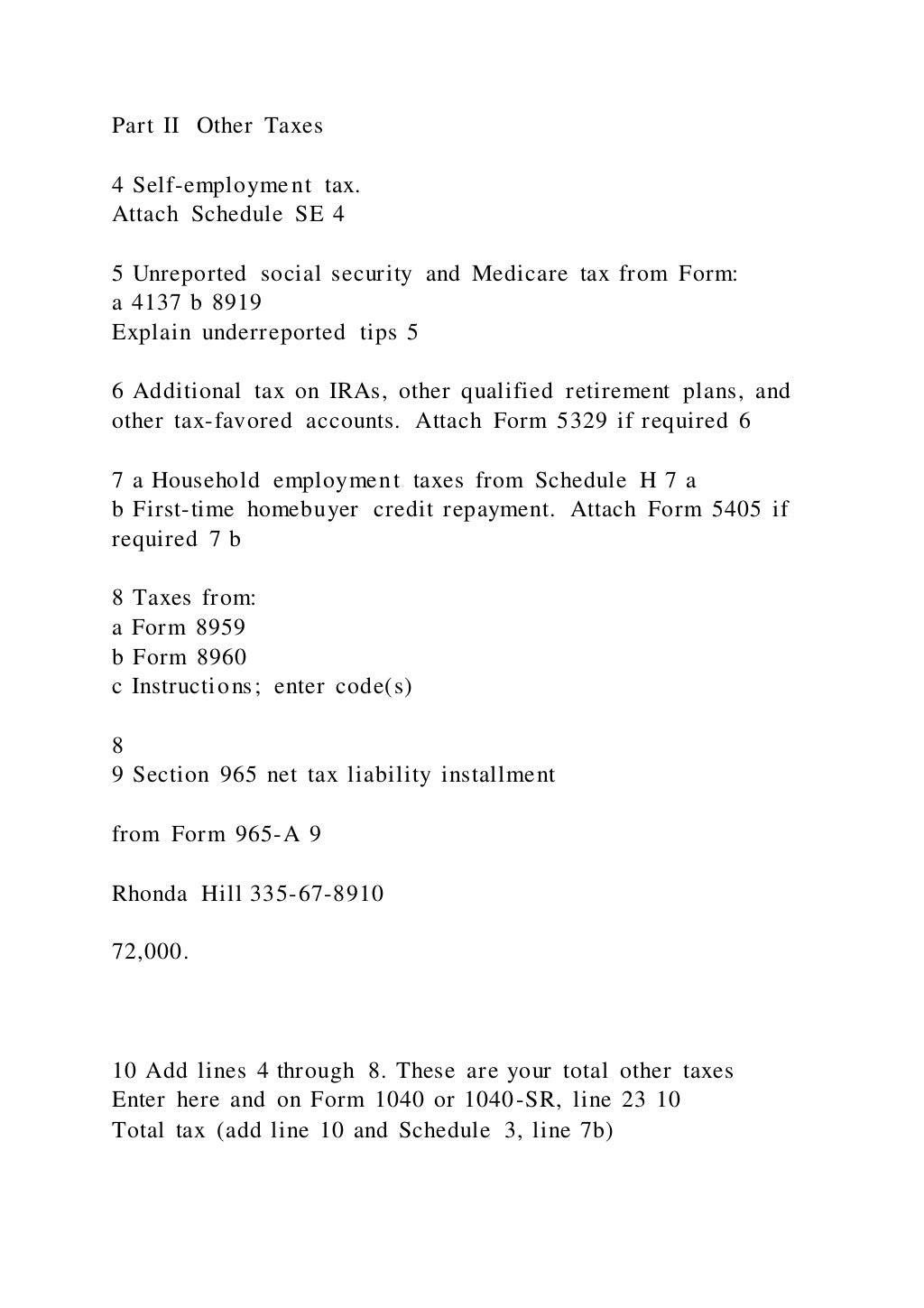 FORM 1040 or FORM 1040-SR WORKSHEET 2020NOTE Form 1040, 10 | PDF