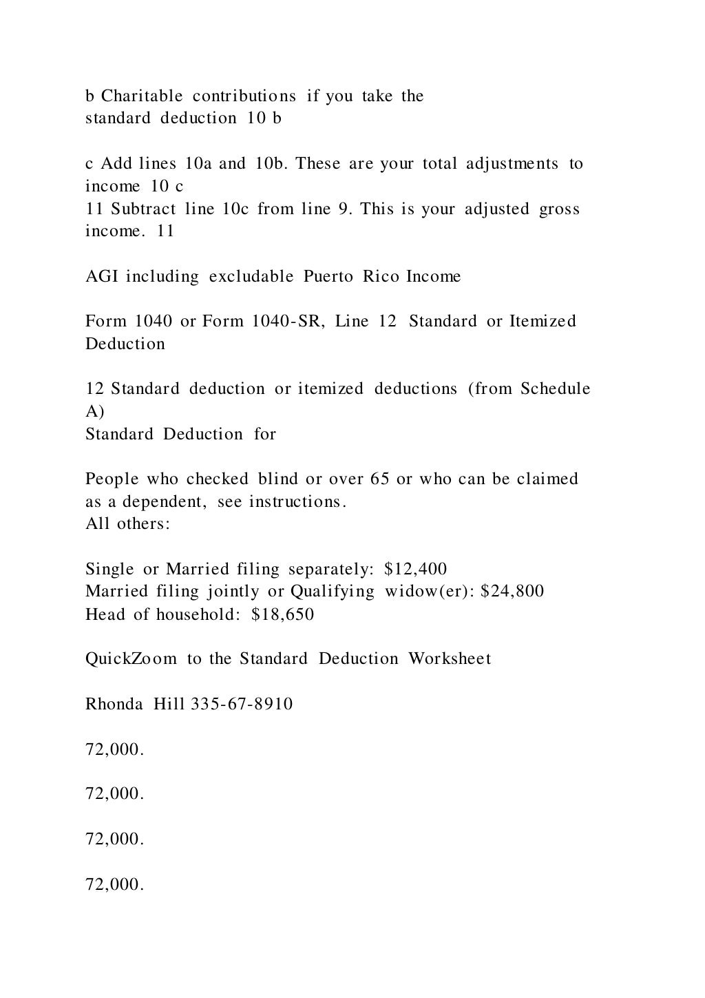 FORM 1040 or FORM 1040-SR WORKSHEET 2020NOTE Form 1040, 10 | PDF