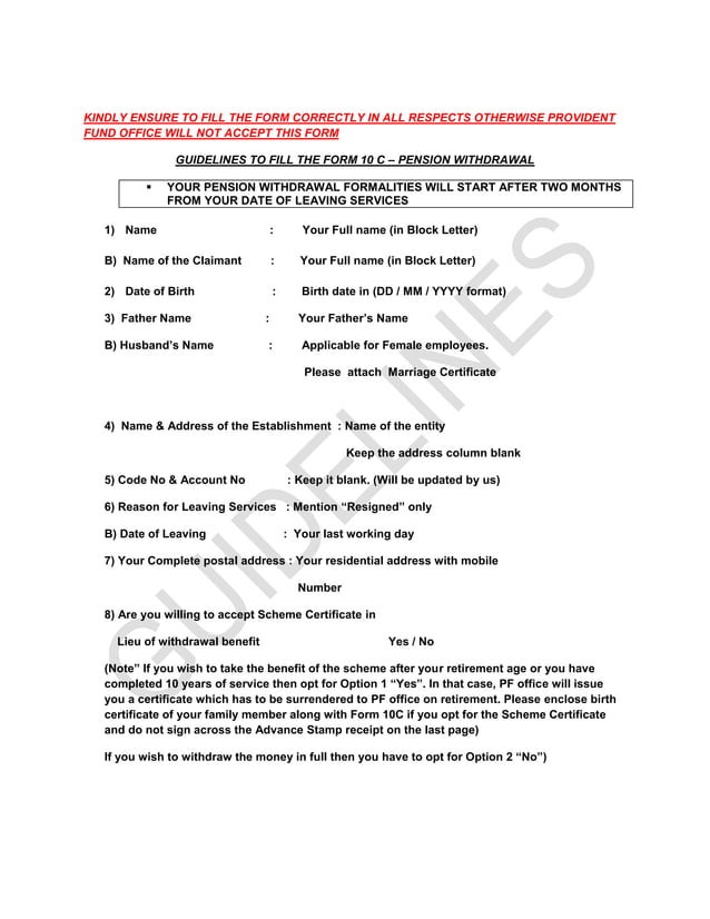 Form 10 c pension guidelines | PDF