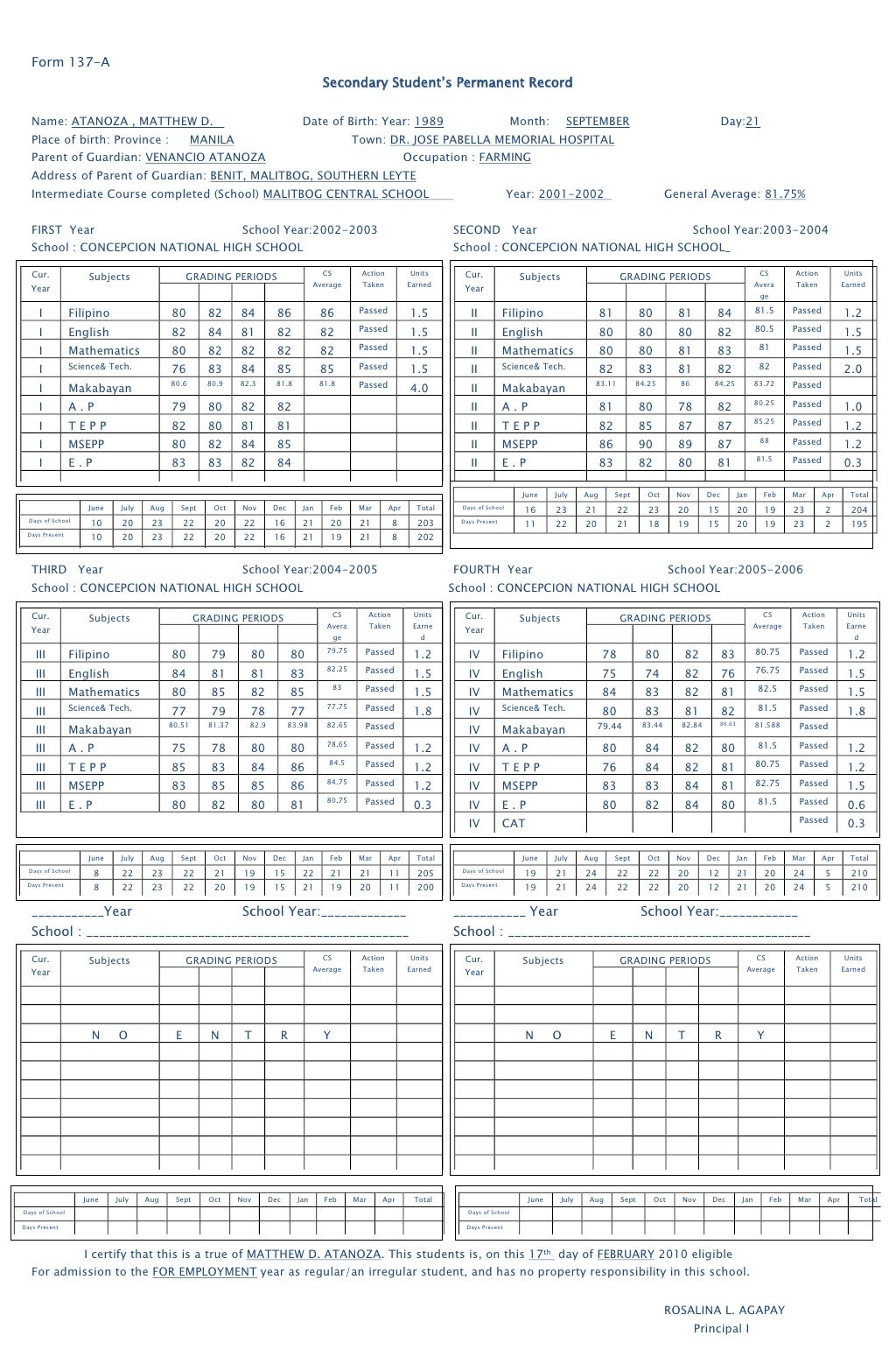 Form 137 Form 137