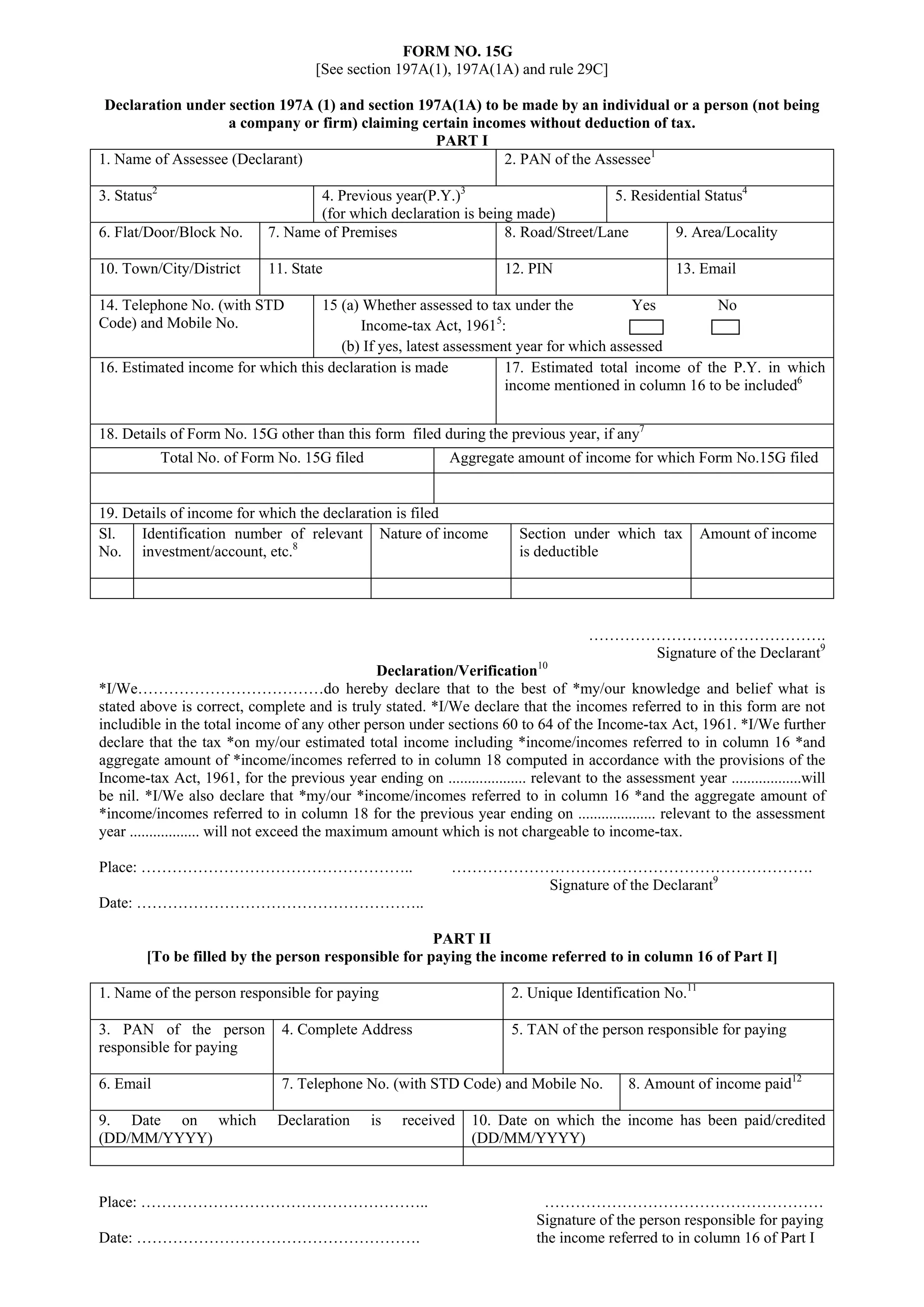 Form15 G | PDF