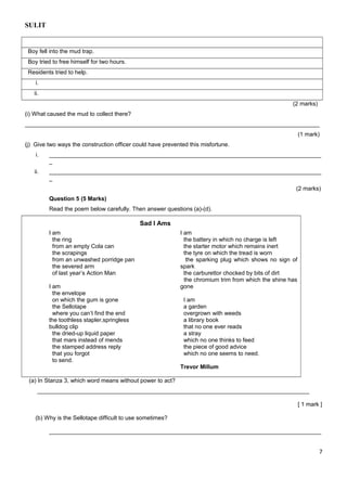 Form 1 english examination paper | DOC
