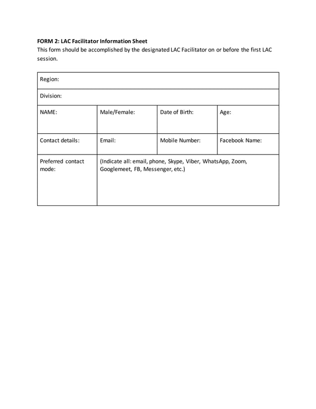 Form 2. lac facilitator information sheet | DOCX