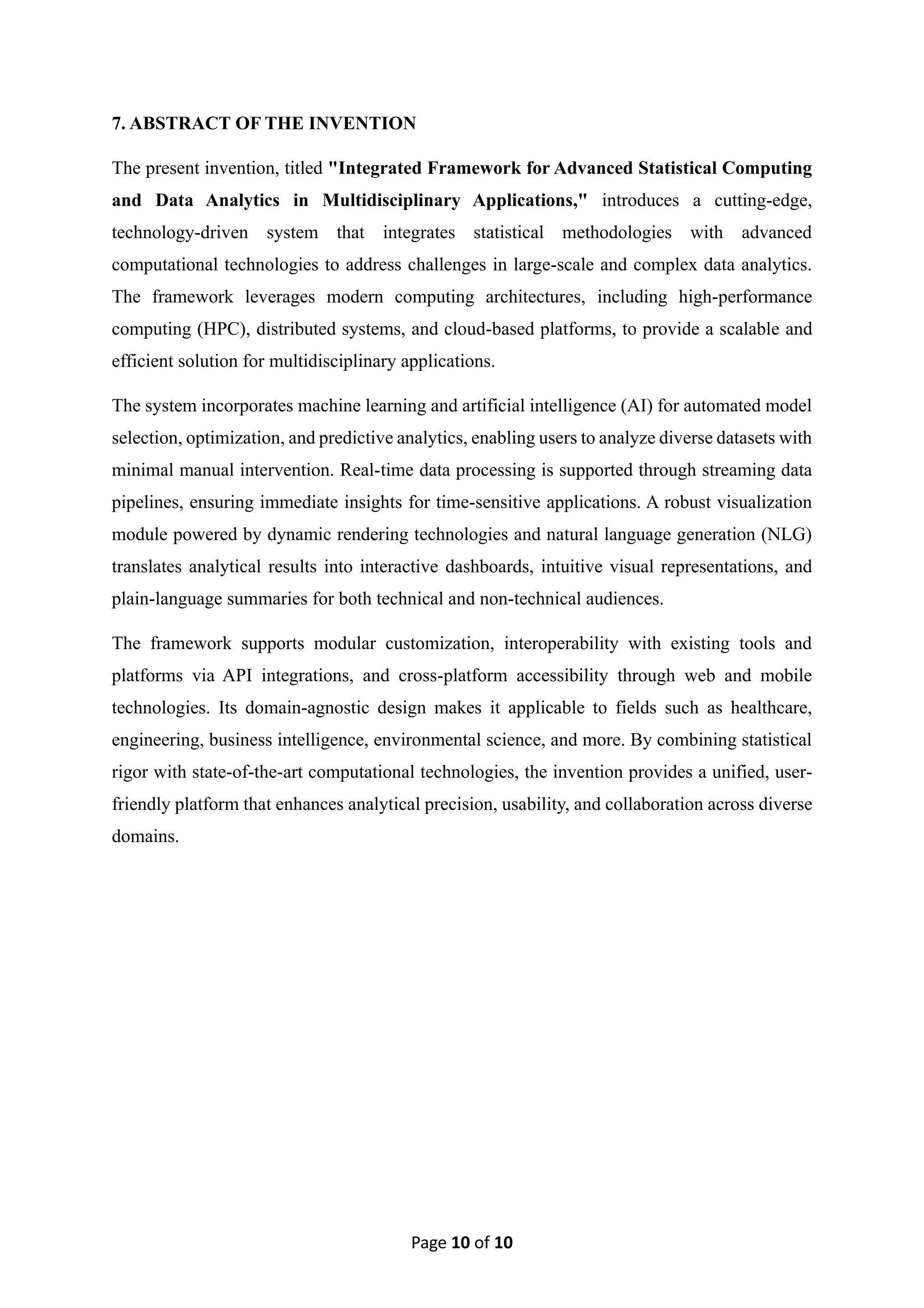 Integrated Framework for Advanced Statistical Computing and Data Analytics in Multidisciplinary ...