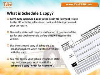 Form 2290 - the IRS Heavy Vehicle Use Tax | PPTX