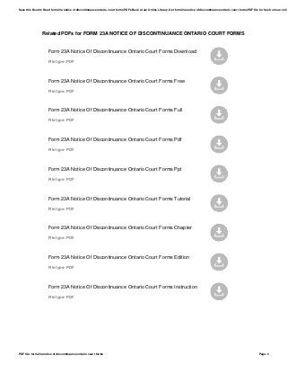 Form 23a notice of discontinuance ontario court forms