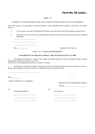 Form 28 application for rto noc | PDF