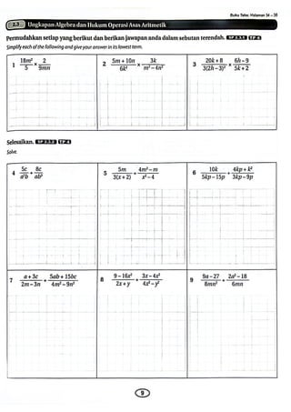 Mathematics Form Two Chapter Two Exercises | PDF