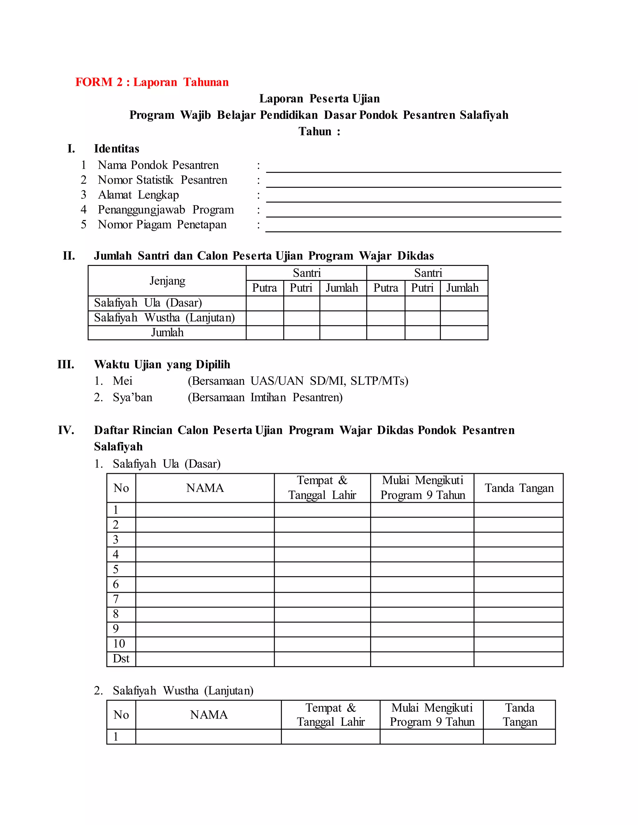Form 2 pelaporan | DOCX