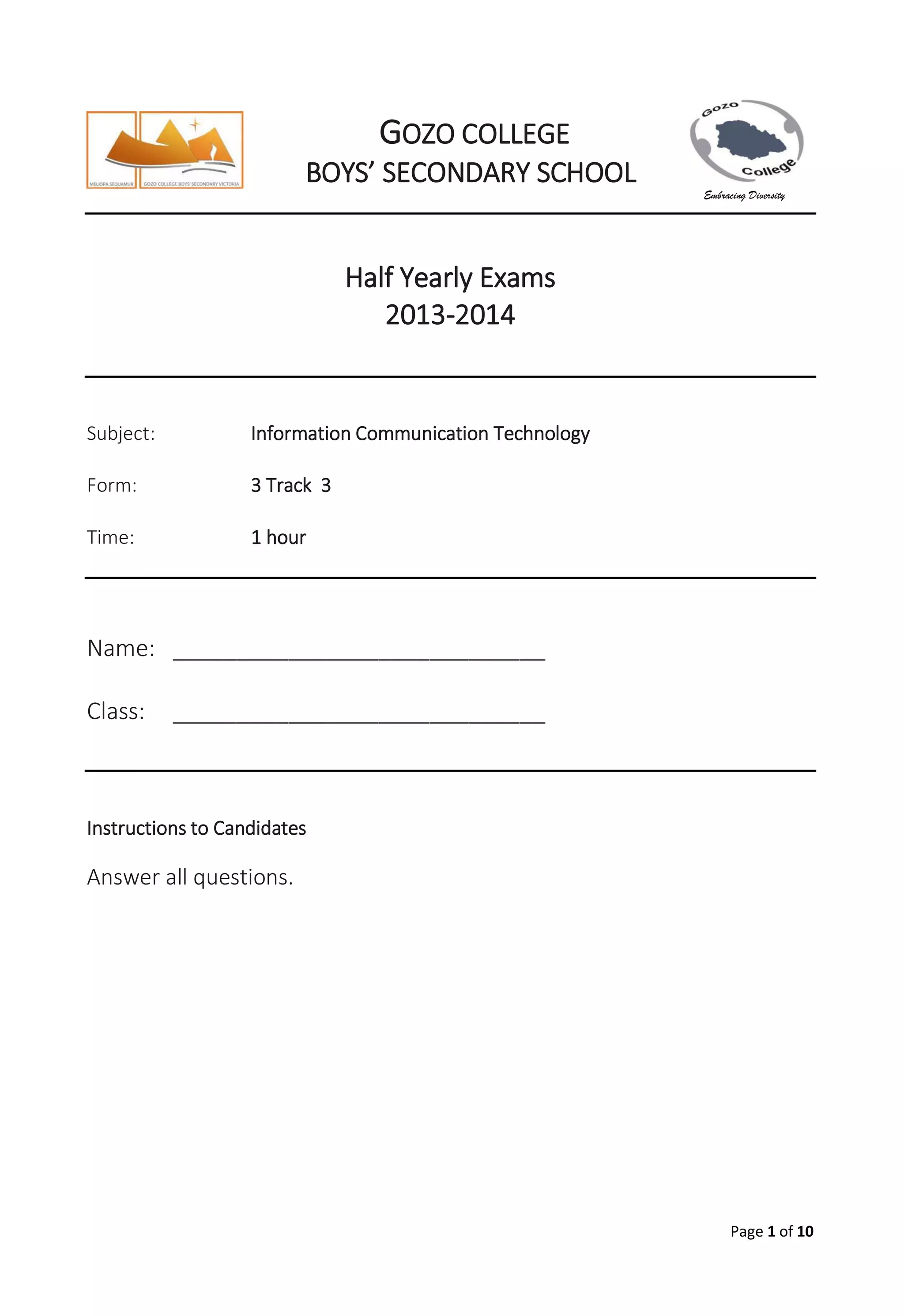 Form 3 2013 14 Ict T3 Pdf