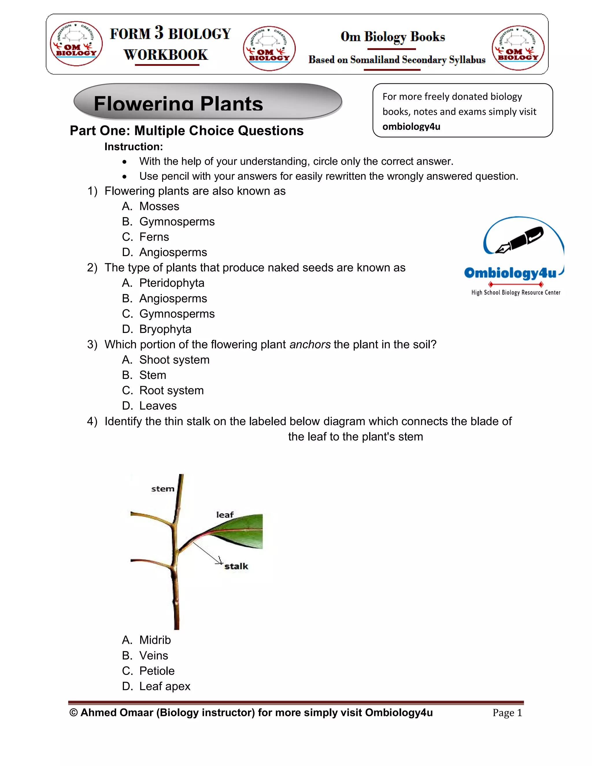 Form 3 Biology Workbooks based on Somaliland Biology Syllabus by Ahmed ...